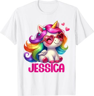 BDAZ Jessica Einhorn-Name, personalisiertes Design T-Shirt