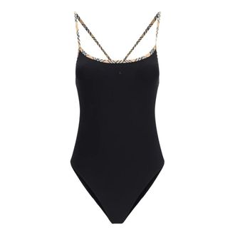 Burberry Check Trim Badeanzug - - Swimwear - Damen - Schwarzk - S