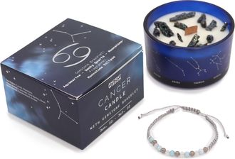 Ancient Wisdom Sternzeichenkerze mit Natursteinen und Armband aus Halbedelsteinen in Geschenkbox, Duftkerzen, Aromatherapie, originelles Geschenk zur Verbindung mit 