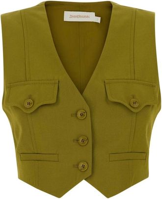 Zimmermann Femme, Vestes, Vert, Taille: 40 FR Luna Wool Waistcoat