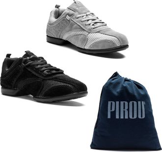 Rumpf Nero 1566 Herren Tanzschuhe Dancesneaker mit geteilter Sohle mit Pirou Schuhbeutel (schwarz, Numeric_37)