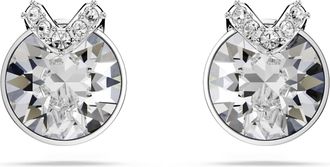 Swarovski Bella Ohrstecker, Rundschliff, Pav&eacute;, Wei&szlig;, Rhodiniert