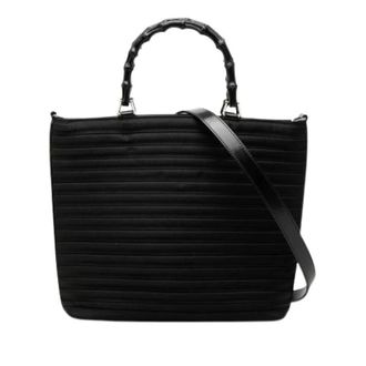 Gucci Sac cabas 2 anses en nylon et cuir bambou Pre-owned - Femme - Pre-owned - Noir - Taille: ONE Size