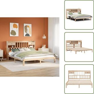 vidaXL The Living Store - vidaXL Massivholzbett mit Regal ohne Matratze 180x200 cm Kiefer