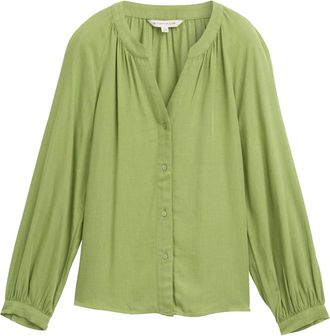 Tom Tailor Damen Cosy Bluse mit V-Ausschnitt, 36885 - PEA Green Melange, 42