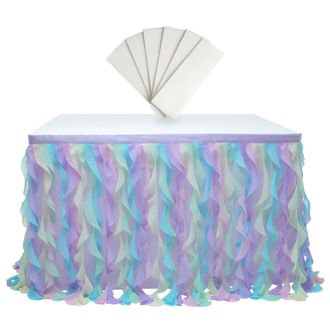 Rismart Mehrschichtig Tüll Tischrock Tutu Tischbekleidung zum Geburtstag Hochzeit Parteien Regenbogen,77 H x L 187 cm