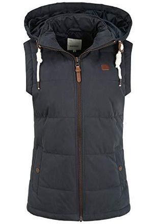 Oxmo OXLew Femme Veste sans Manches matelass&eacute; Gilet Outdoor avec Capuche Poches en Biais M&eacute;lange de Coton Regular Fit, Taille:M, Couleur:Insignia B (791991