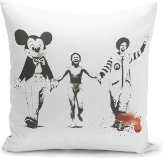 Fabulous Kissen Kissenbezug 40x40 cm Banksy Napalm Mickey Ronald Vietnamkrieg