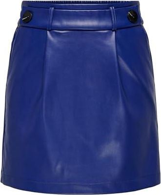 Only Onlbina BF OTW Jupe en Cuir synthétique, Bleu/Rouge, XS Femmes