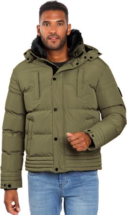 Alessandro Salvarini Winterjacke Herren - Wasserabweisend, Abnehmbare Kapuze, Gefüttert, Warm, Winddicht, Jacke Herren Winter Mann, Teddyfell Fell - Olive XXL