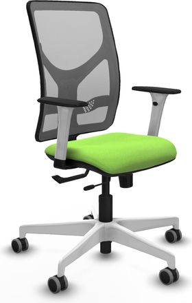 Piqueras y Crespo B&uuml;rostuhl aus Netzstoff mit wei&szlig;en und schwarzen Armlehnen, h&ouml;henverstellbare Lendenwirbelst&uuml;tze, ausgestattet mit Syncro/Traslack und Schneideschaum,