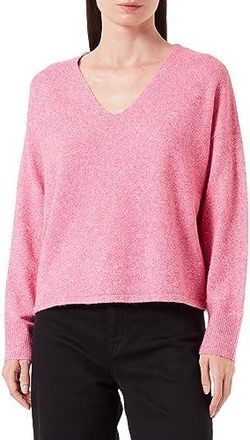 Vero Moda Vmdoffy Ls Blouse à col en V GA Noos pour Femme, Violet Fuchsia/détail : mélangé, XL