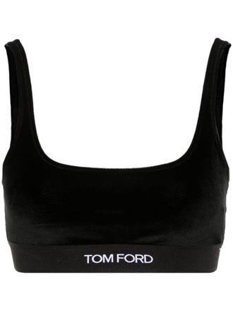 Tom Ford Samt-Bralet mit Logo-Jacquard - Schwarz