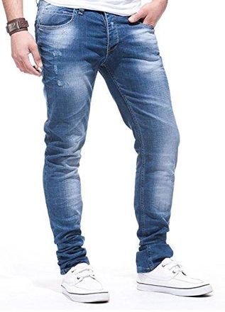 LEIF NELSON pour des Hommes Jeans Jeans Pantalon Chino Low Rise Skinny Slim Fit (W30/L32, Blau)