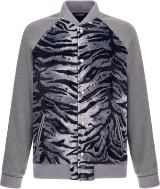 Roberto Cavalli sweat à imprimé zèbre - Gris