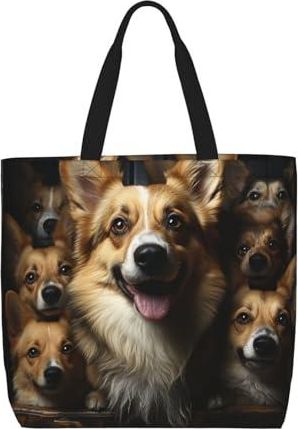 Generic Photos De Corgi Sac Fourre-Tout L&eacute;ger Sacs De Courses Grand Sac A Main Femmes Pour Travail Quotidienne Voyage