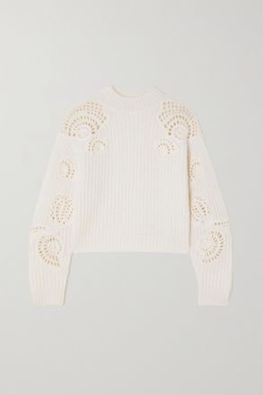 Vince Pull En Mailles Côtelées À Finitions En Crochet - Blanc cassé