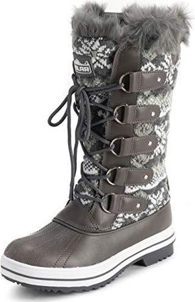 Polar Femmes Matelassée Grand Neige Imperméable Lhiver Fausse Fourrure Semelle En Caoutchouc Bottes - Gris Carde - UK10/EU43 - YC0627