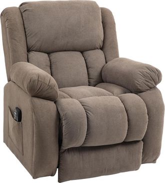 HOMCOM Homcom - Fauteuil releveur massant chauffant grand confort - inclinable, repose-pieds r&eacute;tractable - tissu toucher flanelle marron