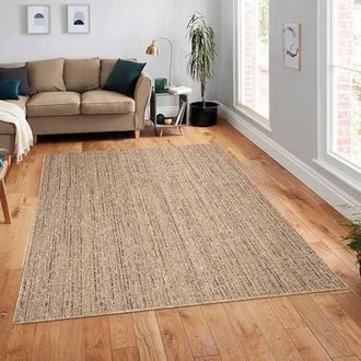 Paco Home Tapis Exterieur Terrasse Salon Cuisine Lavable en Machine Motif Boho Uni, Dimension:120x160 cm, Couleur:Beige