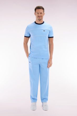 Eden Park Pantalon Jogging En Coton Interlock Ciel Coupe Droite