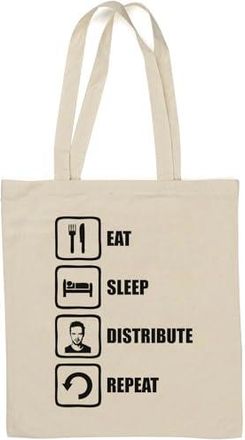 Generic Eat Sleep Distribute Repeat Sac fourre-tout en coton naturel Blanc