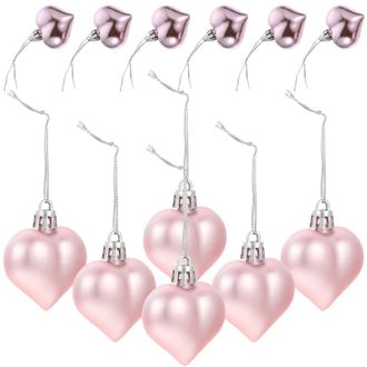 Amosfun 12 St&uuml;ck Herzf&ouml;rmige H&auml;ngende Herzkugel Dekoration aus Kunststoff in Rosa f&uuml;r Valentinstag Wand und T&uuml;rschmuck Romantische Partydekoration