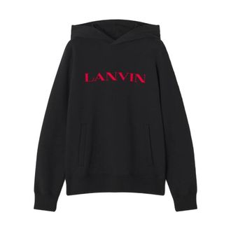 Lanvin Schwarzer Baumwollpullover mit Polyestereinsatz - - Sweatshirts & Hoodies - Herren - Schwarzk - S