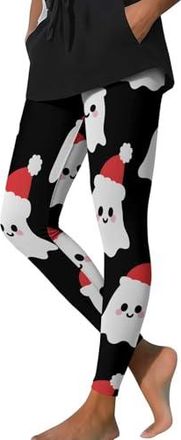 Generic Leggings de No&euml;l pour femmes taille haute pantalon de yoga long motif de No&euml;l mignon leggings d&eacute;contract&eacute;s leggings de compression femmes 2, Blanc., X