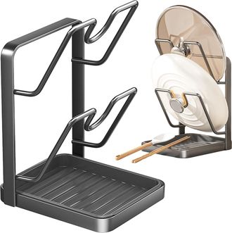 Generic Aufbewahrungsregal f&uuml;r K&uuml;chen-topfdeckel: Topfdeckel Organizer, Topfdeckelhalter mit abnehmbarer Tropfschale, Kitchen Pot Lid Storage Rack, Platzspare