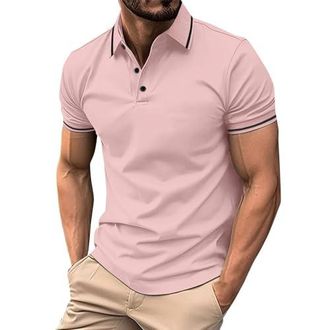 Generic Polo pour homme adulte, t-shirt Henley grande taille col standard 1/4 bouton, t-shirt &agrave; manches courtes, couleur unie, t-shirt basique confortable pou