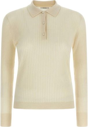 Max Mara Femme, Pulls, Blanc, Taille: 42 FR Polo A Coste Bottoni
