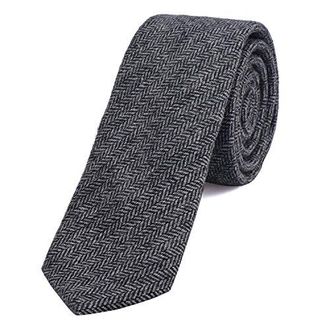 DonDon Fine cravate de coton pour hommes 6 cm - motif de chevrons noir gris Taille unique