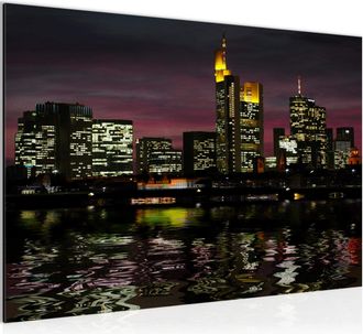 Runa Art Bild Frankfurt am Main Modern Wandbilder Wohnzimmer Schlafzimmer 1 Teilig - Made In Germany - Stadt Skyline Schwarz Flur 600815a