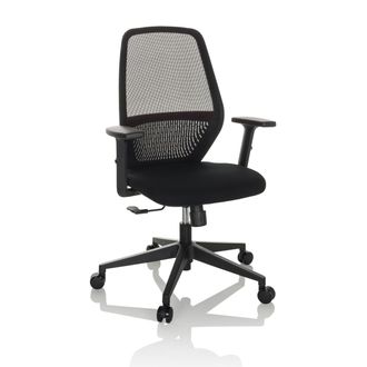 hjh OFFICE Schreibtischstuhl Carlow I Ergonomischer Drehstuhl mit Lordosenst&uuml;tze, Stoff/Netzstoff Schwarz, 820029