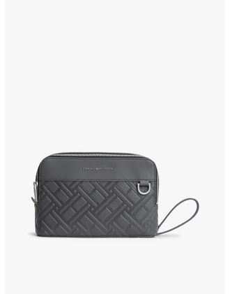 Tommy Hilfiger Modern - Pochette avec logo drapeau en relief - Gris fonc&eacute;