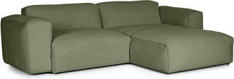 Studio Copenhagen home24 Ecksofa 1,5-Sitzer mit Longchair Gr&uuml;n Cordstoff Snor 260 x 71 x 173cm Longchair davorstehend rechts Modern
