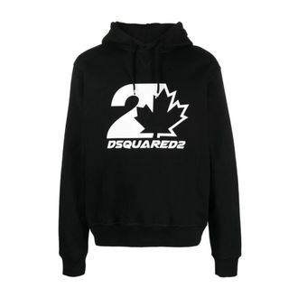 Dsquared2 Homme, Sweatshirts et sweats à capuche, Noir, Taille: 2XL Sweat à capuche feuille dérable noir