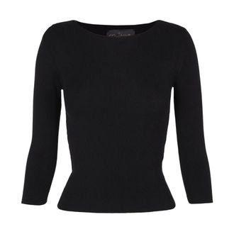 Cortana Femme, Tops, Noir, Taille: 44 FR Haut &agrave; Manches Longues en Soie et Coton