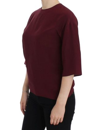 Dolce & Gabbana Womens Red 3-4 Sleeve Silk Blouse