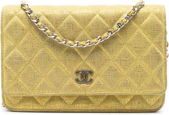 Chanel Hobo Bags - CC Quilted Metallic Fabric Wallet On Chain - Gr. unisize - in Gelb - f&uuml;r Damen