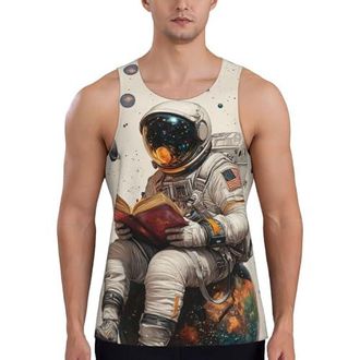 Generic D&eacute;bardeur respirant &agrave; s&eacute;chage rapide sans manches pour homme pour entra&icirc;nement &agrave; la plage S &agrave; 4XL, Astronaute de lecture spatiale 19, XXL