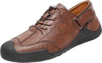 Generic Chaussures en cuir vintage &agrave; lacets pour homme - Bout rond - Chaussures plates tendance - Antid&eacute;rapantes - Chaussures basses d&eacute;contract&eacute;es pour &eacute;v&eacute;nem