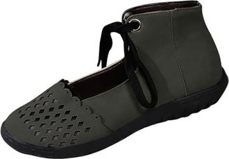Generic Chaussures plates pour femme respirantes et creuses, couleur unie, &eacute;l&eacute;gantes, l&eacute;g&egrave;res, &agrave; lacets, antid&eacute;rapantes, confortables, pour la marche, les loi