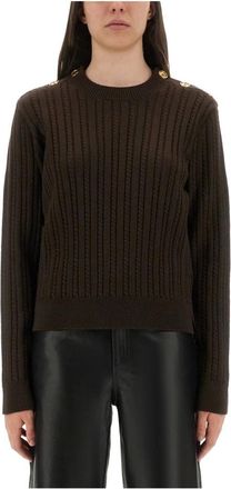 Golden Goose Pull en laine avec d&eacute;tails boutonn&eacute;s - Femme - Pulls - Brun - Taille: 38 FR