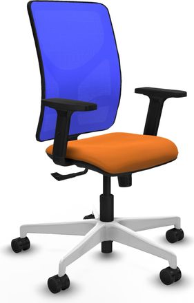 Piqueras y Crespo Stuhl geeignet f&uuml;r die Arbeit mit 2D-Armlehnen, h&ouml;henverstellbare Lendenwirbelst&uuml;tze, ausgestattet mit 3 Positionen und Schneidschaum, Blau/Orange