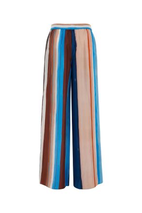Fendi Womens Printed Silk Pant Powder Pink-Laguna Exterior: Pantaloni Pink/laguna Trousers