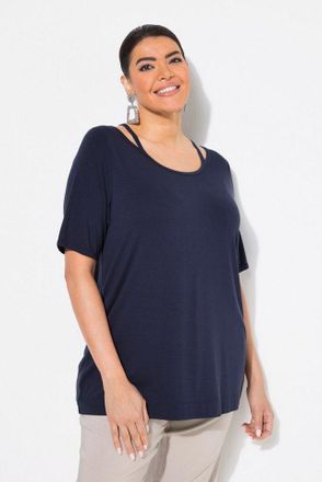 Ulla Popken T-Shirt T-Shirt Cut-Out Classic Rundhals Halbarm
