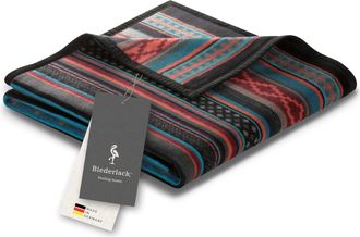 BIEDERLACK Flauschige Kuscheldecke Tribal Mix I Made in Germany I Öko-Tex I Bunte Wohndecke aus Baumwolle & Polyacryl im Ethno-Stil I Couch-Decke 150x200 cm I na