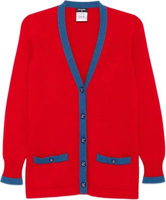 Chanel cardigan en cachemire à bordures contrastantes (2016) - Rouge